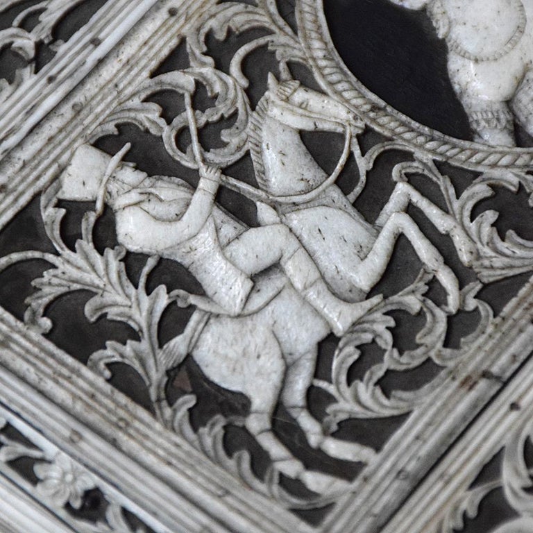 19th Century Russian Archangel Carved Whalebone Box For Sale at 1stDibs