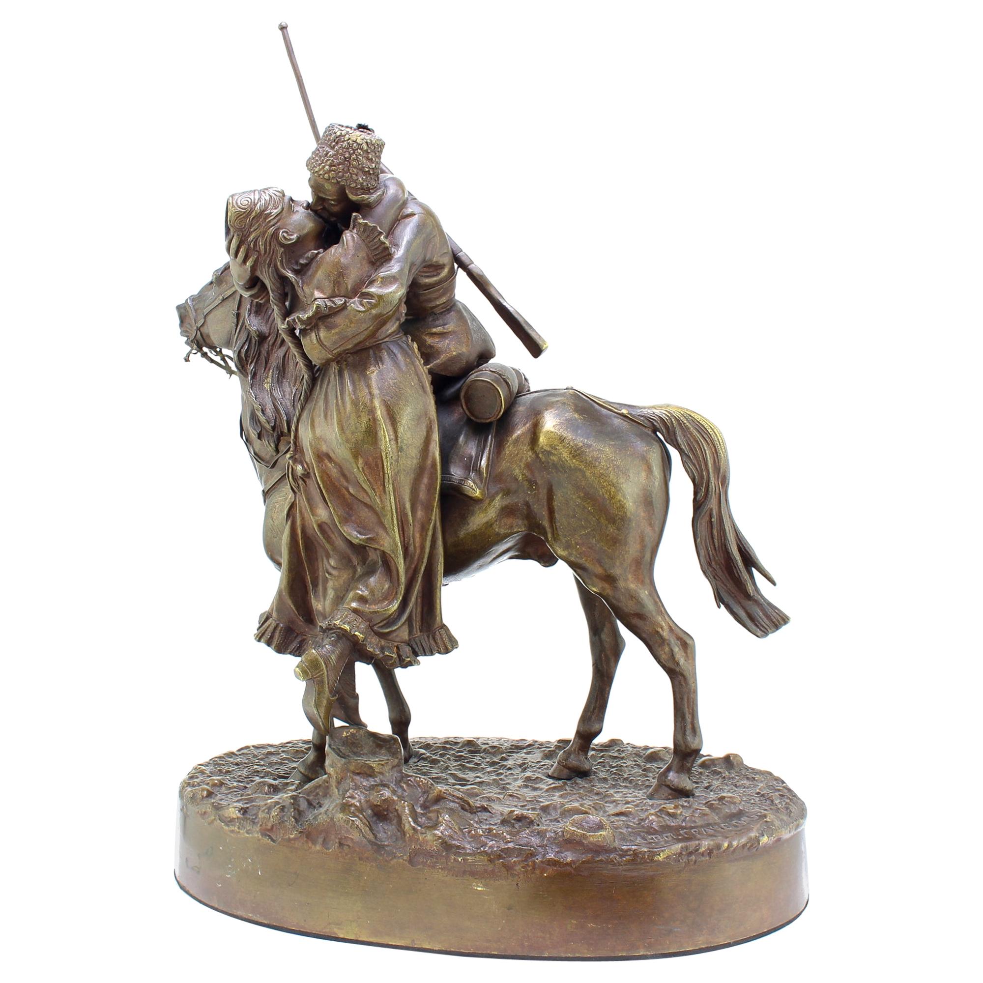 Russian Bronze Cossack Figure Statue For Sale at 1stDibs