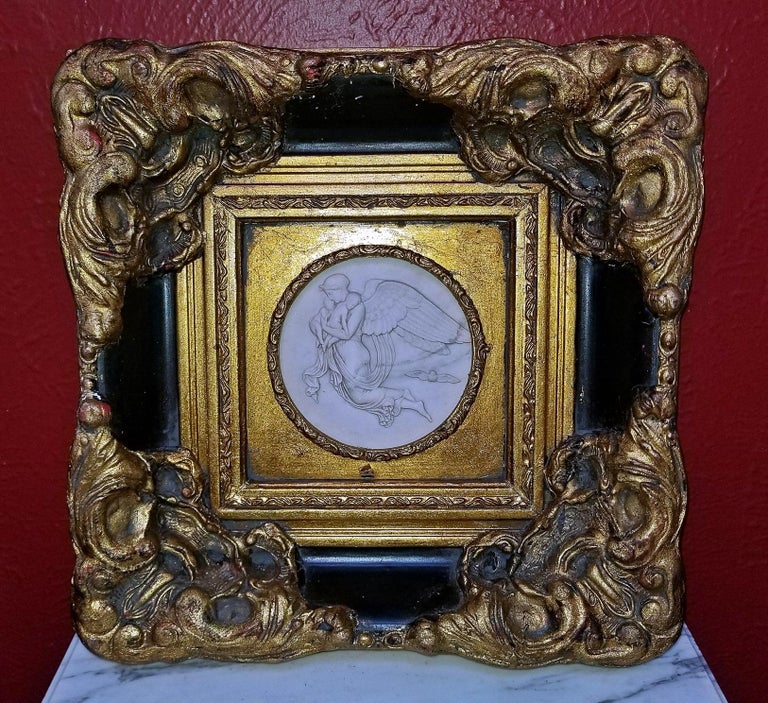 19th Century Russian Framed Marble Plaques Pair of Angels at 1stDibs