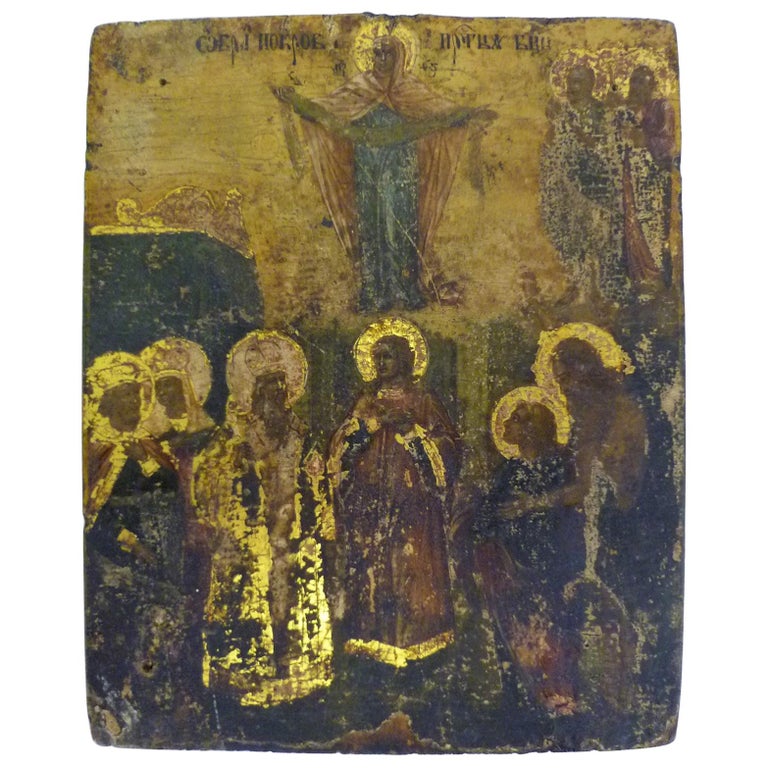 19th Century Russian Icon of The Protection of the Mother of God, Theotokos at 1stDibs