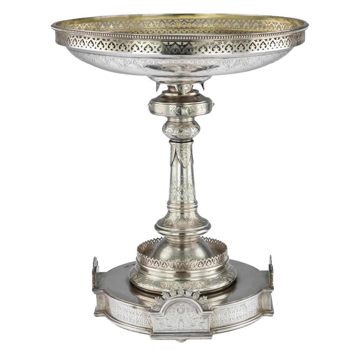 19th Century Russian Pan-Slavic Solid Silver Tazza, Khlebnikov, circa ...