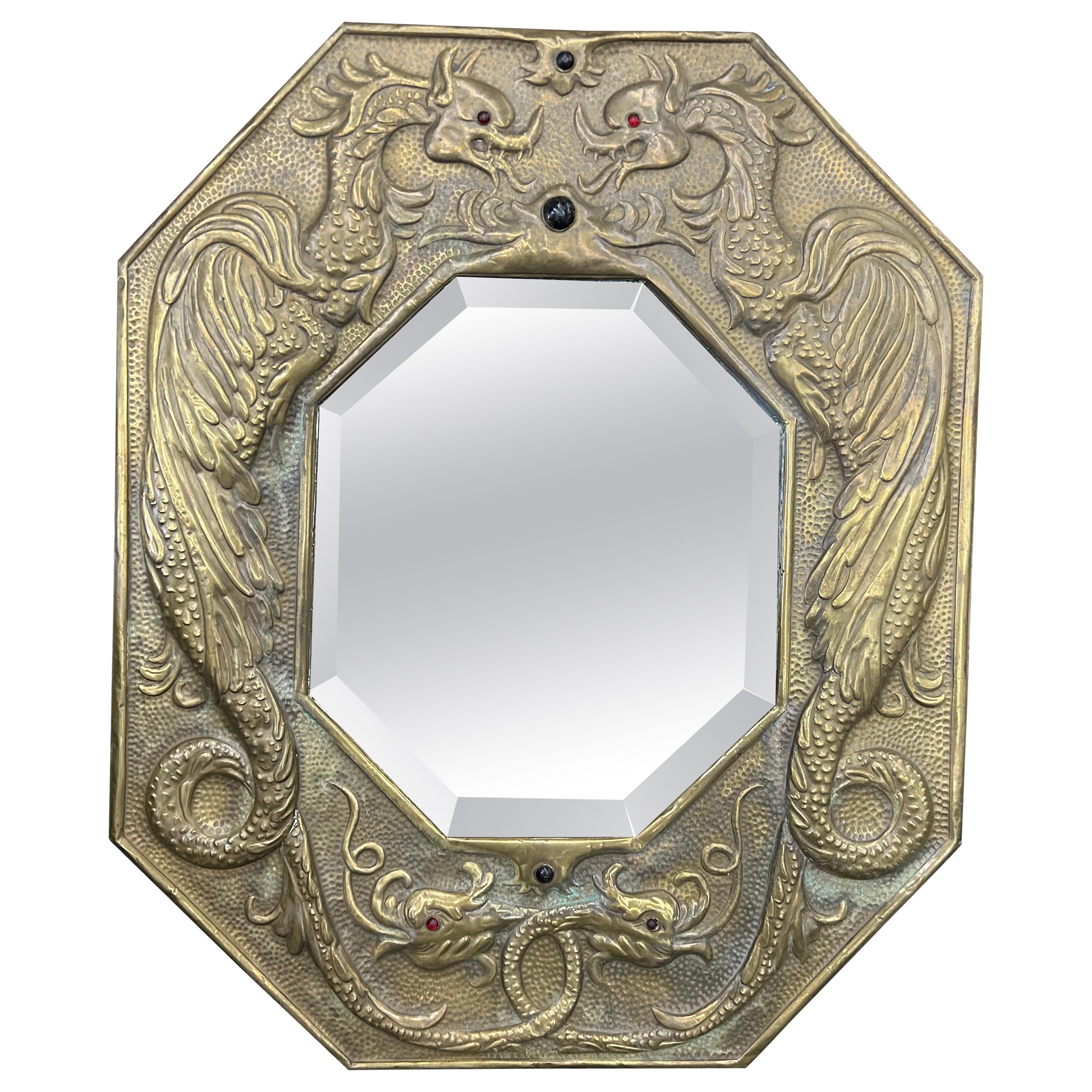 19th Century Russian Repousse Brass Mirror For Sale at 1stDibs