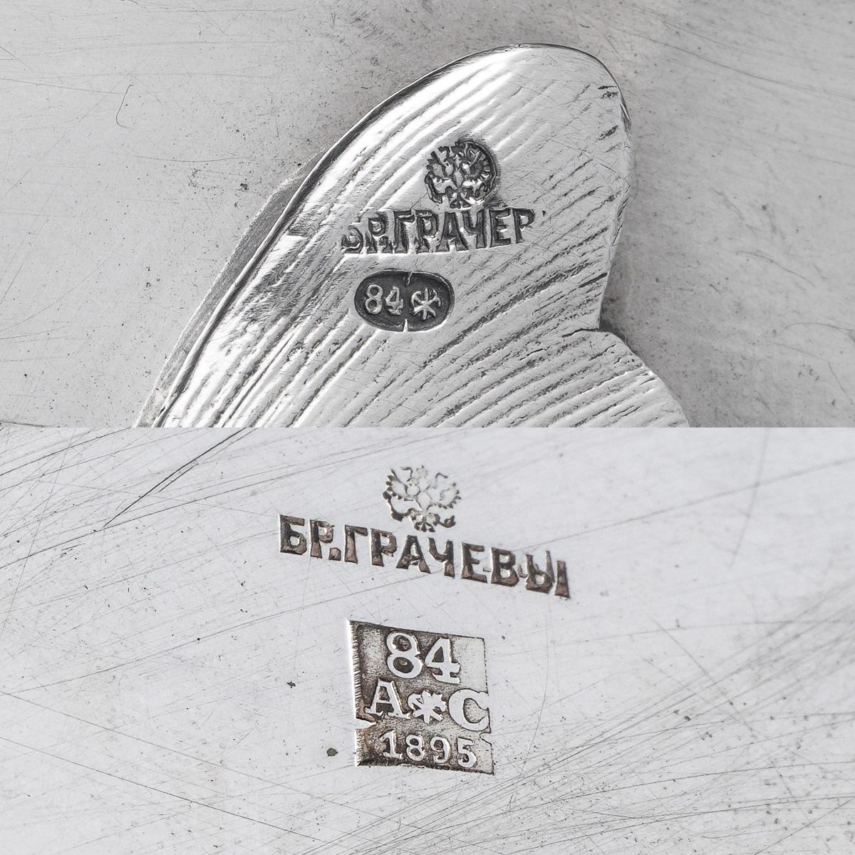 19th Century Russian Solid Silver and Glass Caviar Dish, Grachev ...