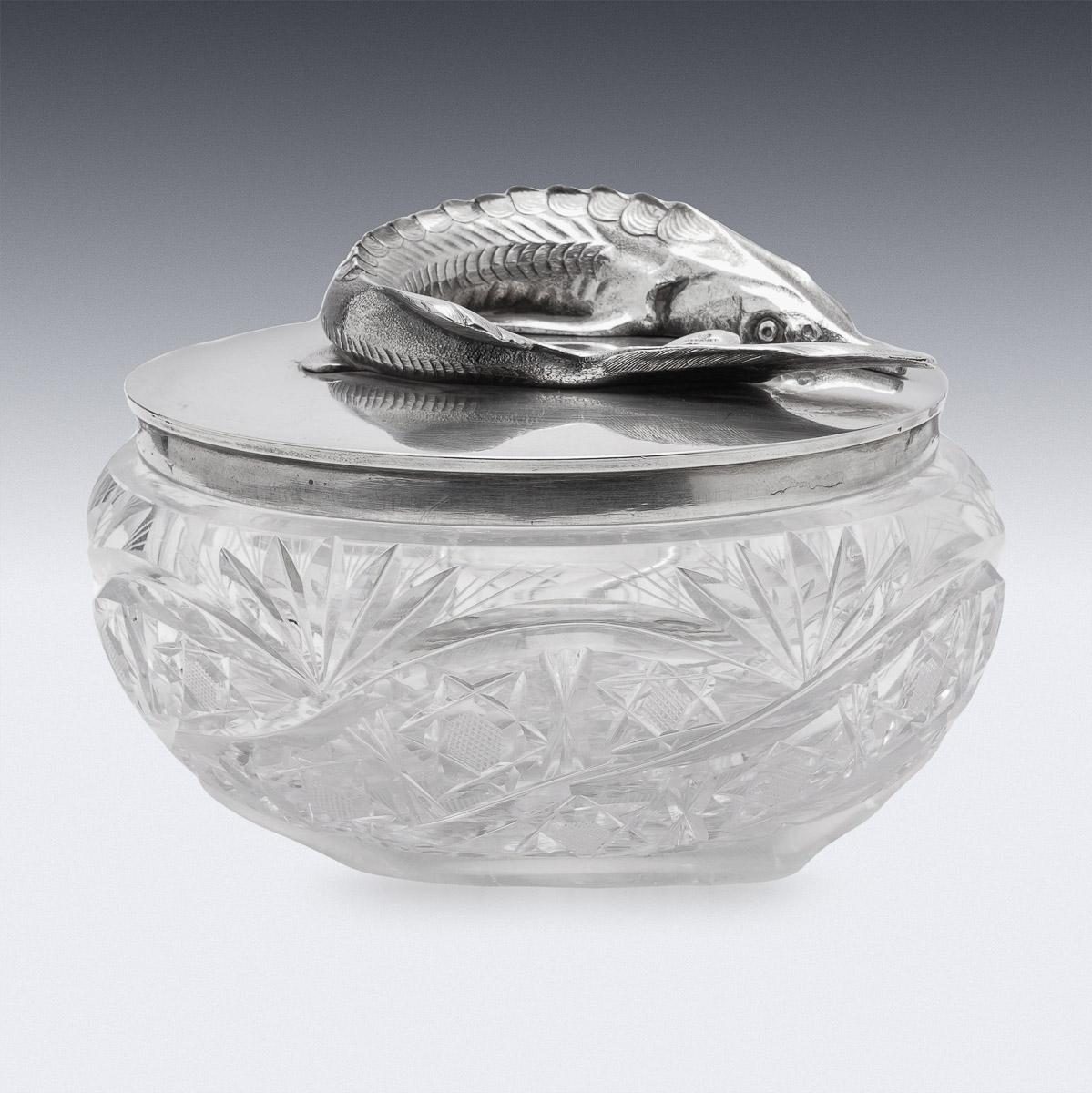 19th Century Russian Solid Silver and Glass Caviar Dish, Grachev ...