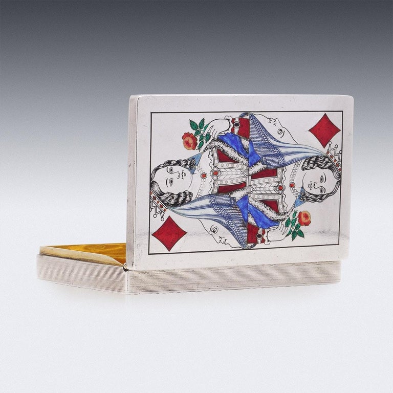 19th Century Russian Solid Silver Playing Cards Box, Moscow, c.1869 For ...