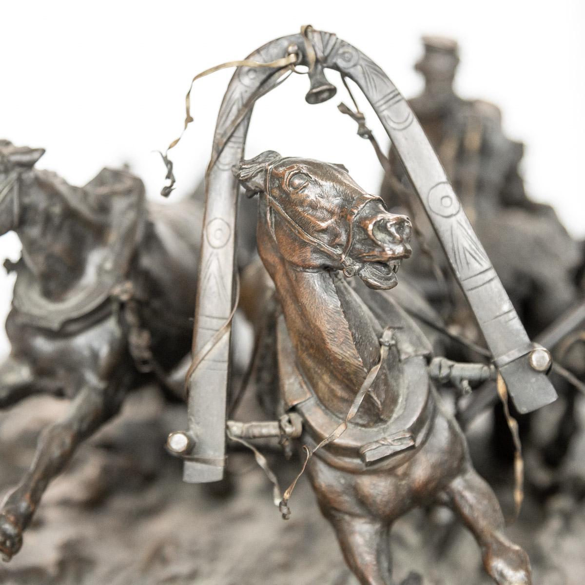 19th Century Russian Speeding Troika Passing a Peasant Sleigh Woerfel ...
