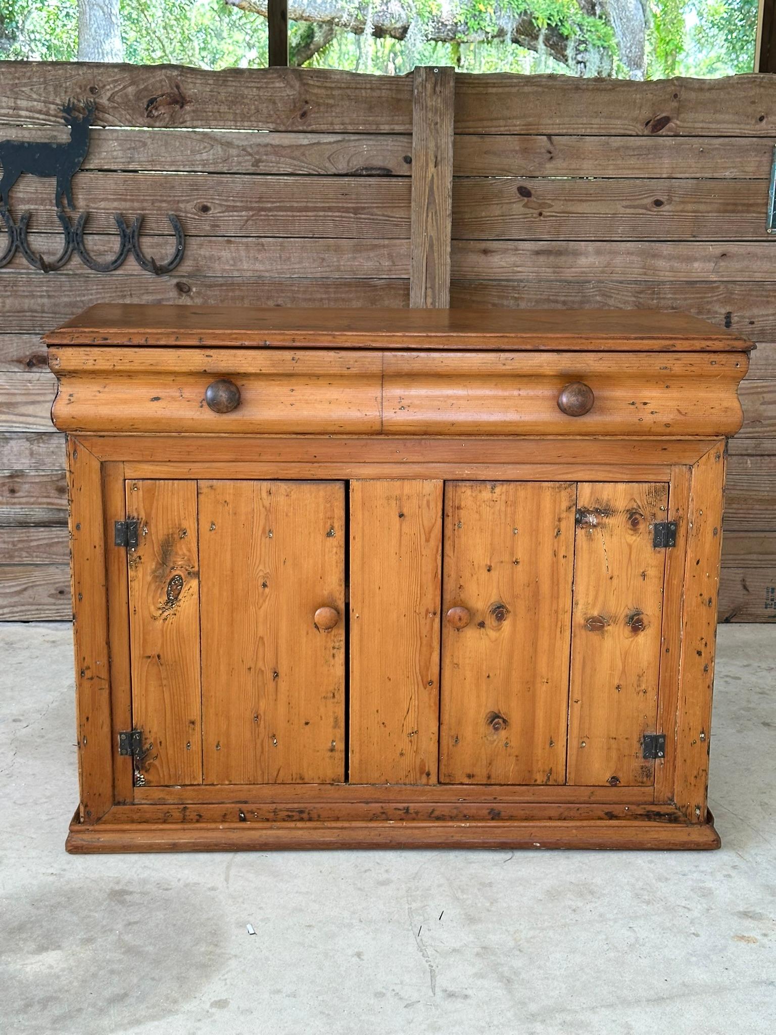 19th Century Rustic Cottage English Pine Cupboard For Sale at 1stDibs