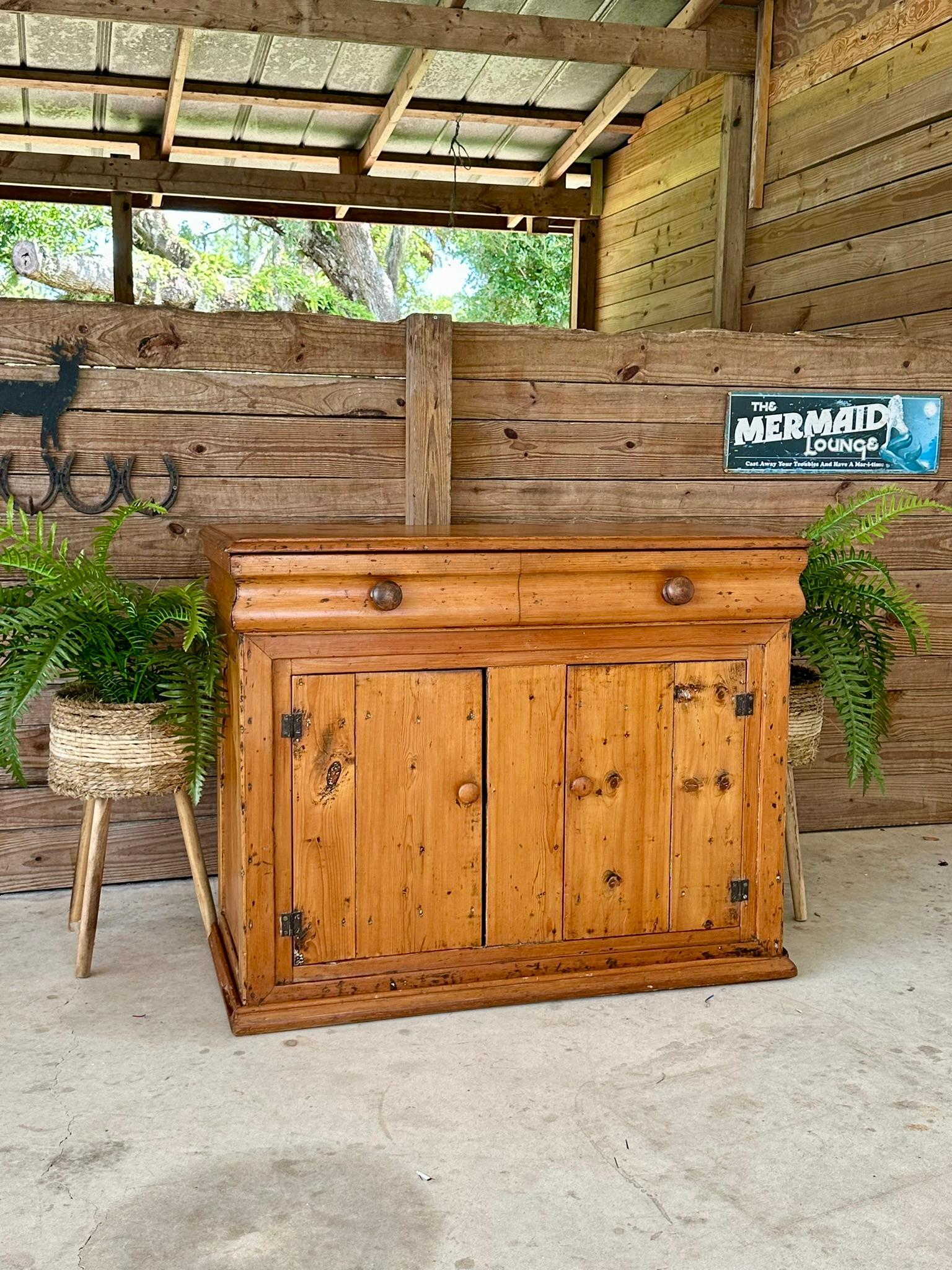 19th Century Rustic Cottage English Pine Cupboard For Sale at 1stDibs
