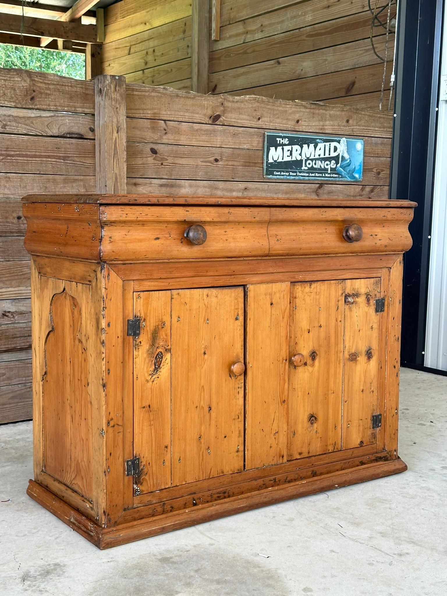 19th Century Rustic Cottage English Pine Cupboard For Sale at 1stDibs