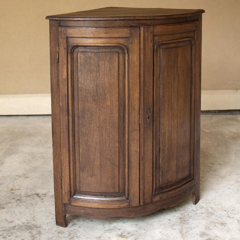 19th Century Rustic Country French Demilune Corner Cabinet at 1stDibs