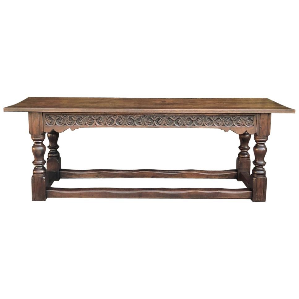French Country Rustic Gray 80" Farm Dining Table For Sale at 1stDibs