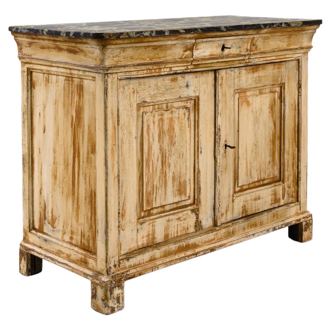 19th Century Faux Bamboo Buffet with Marble Top For Sale at 1stDibs