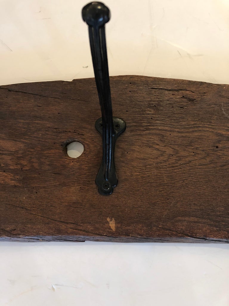 19th Century Rustic Live Edge Coat Hanger Plaque For Sale at 1stDibs