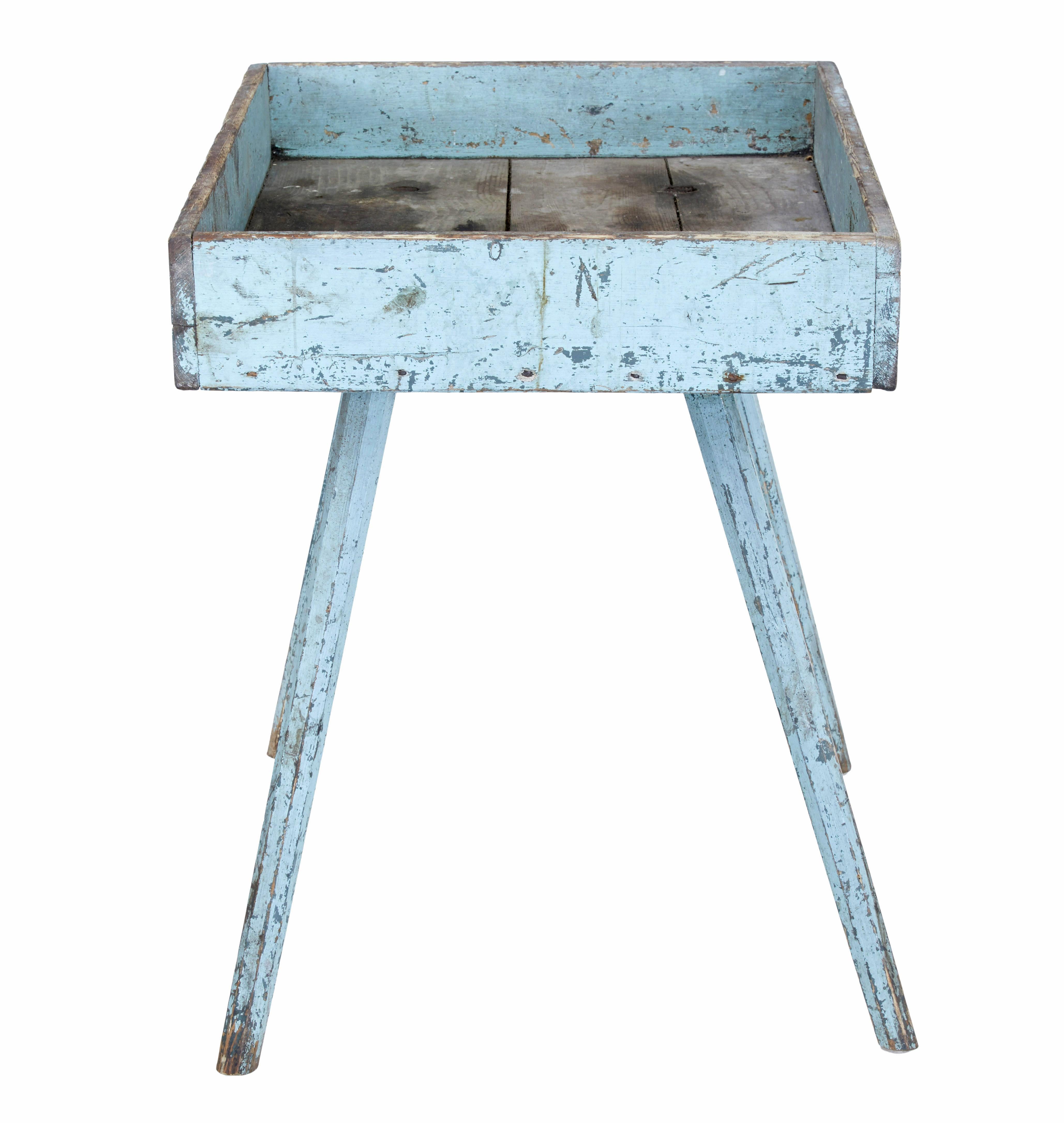 19th century rustic painted pine garden room tray table For Sale at 1stDibs