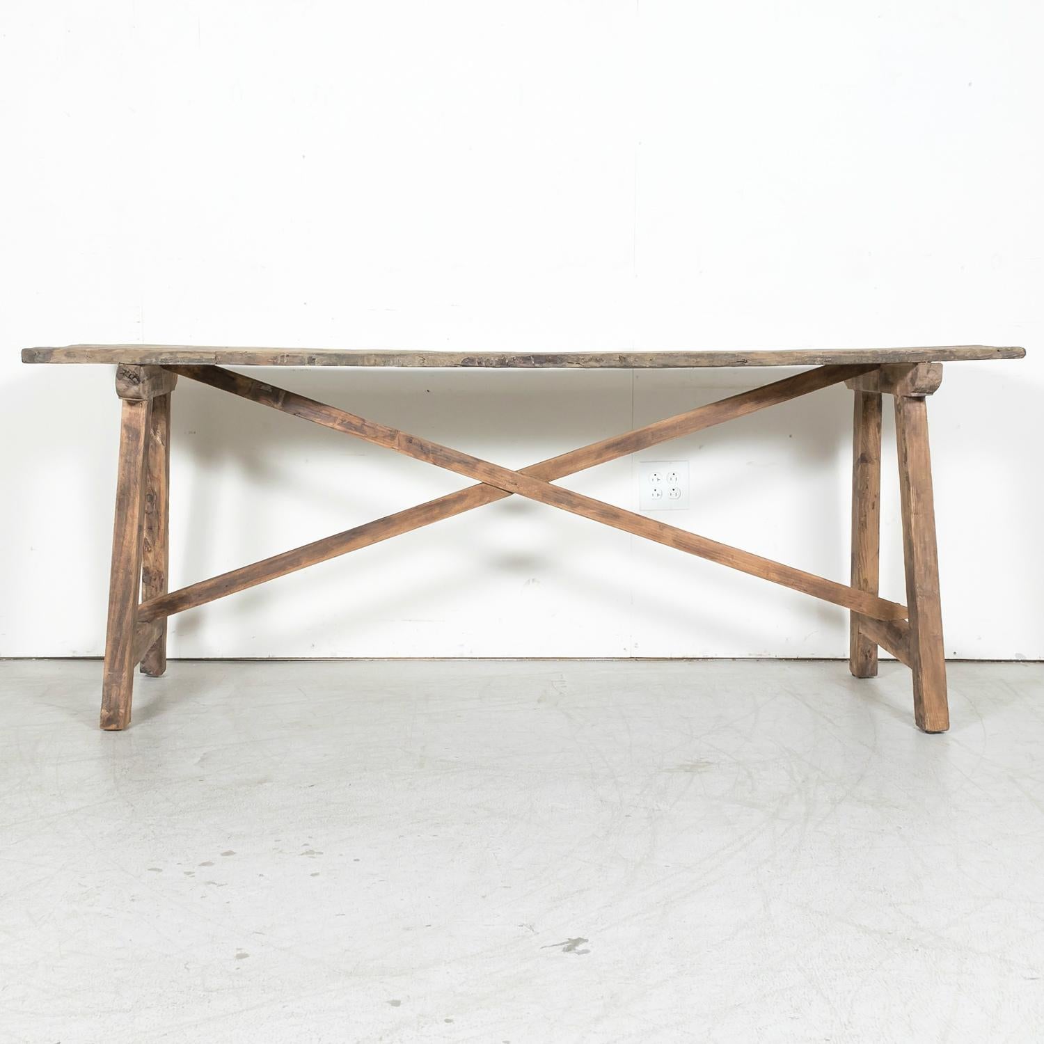 19th Century Rustic Spanish Catalan Oak Console Table or Desk For Sale ...