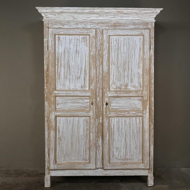 19th Century Rustic Swedish Painted Pine Armoire at 1stDibs