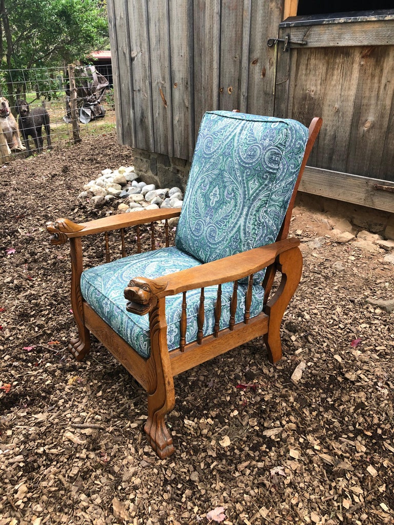 19th Century S.A.Cook Reclining Morris Chair with Griffins at 1stDibs ...