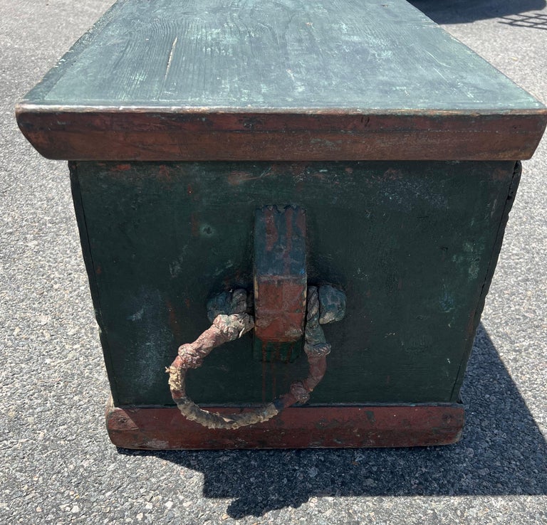 19th Century Sailor's Chest with Original Paint and Rope Beckets For ...
