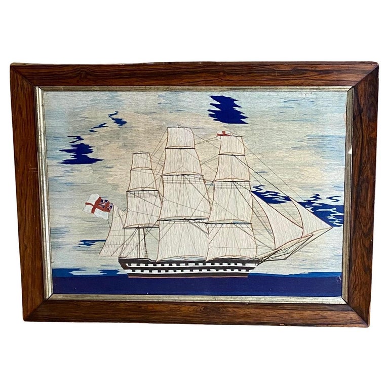 19th Century Sailor's Woolie of a Double Decker Ship of the Line, circa ...