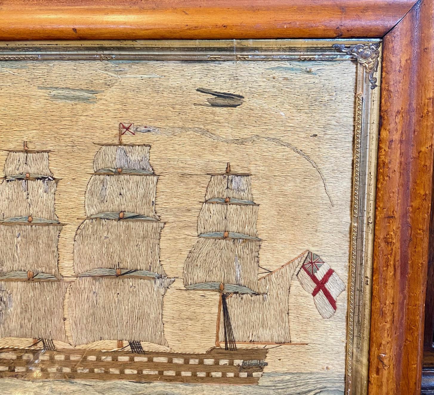 19th Century Sailor's Woolie of a Double Decker Ship of the Line at ...