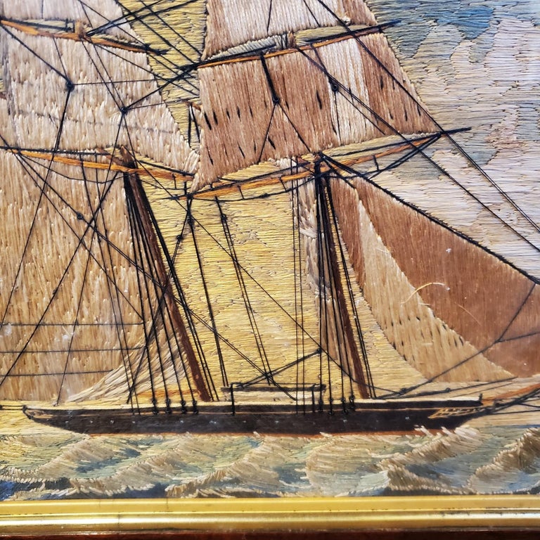 19th Century Sailor's Woolie of a Topsail Schooner, circa 1860 For Sale ...
