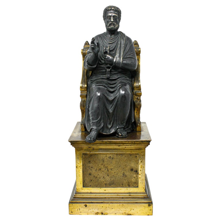 19th Century Saint Peter on the Throne Bronze Sculpture For Sale at 1stDibs
