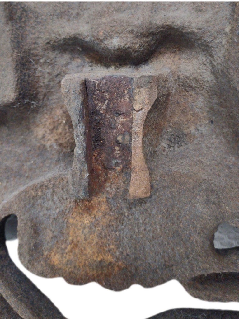 19th Century Salvaged Caste Iron Owl Andirons with Glass Eyes Wall ...