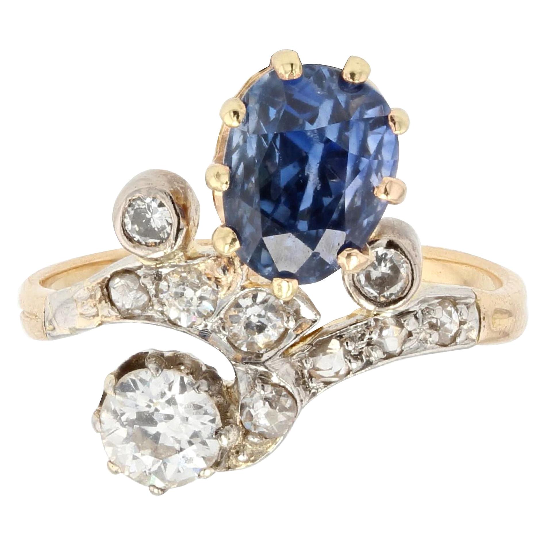 19th Century Sapphire Diamonds 18 Karat Yellow Gold Platinum Duchess ...