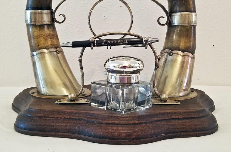 19th Century Scottish Horn Ink Standish with Solid Silver Inkwell at ...