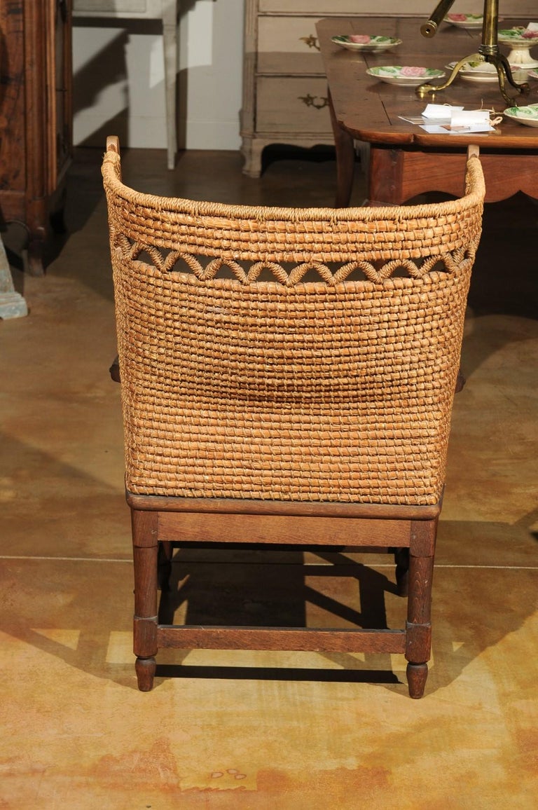 19th Century Scottish Orkney Chair with Handwoven Straw Back and Zigzag ...