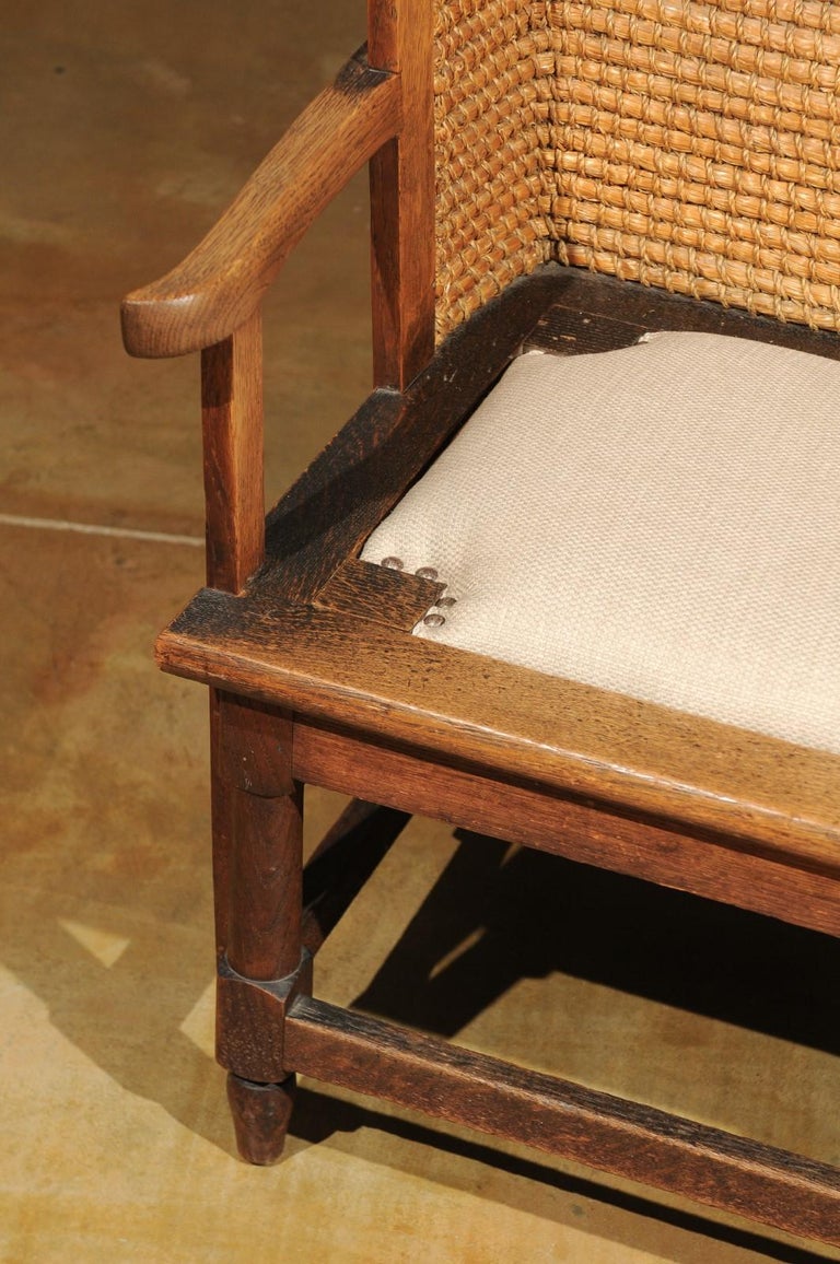 19th Century Scottish Orkney Chair with Handwoven Straw Back and Zigzag ...