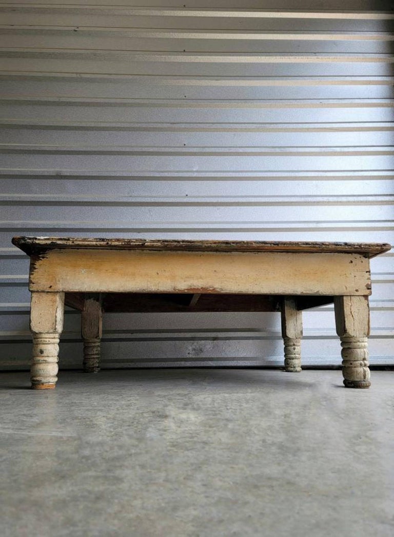 19th Century Scottish Victorian Painted Pine Farmhouse Coffee Table For ...