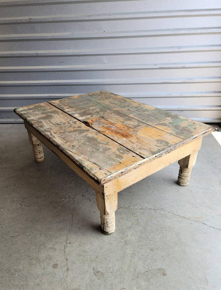 19th Century Scottish Victorian Painted Pine Farmhouse Coffee Table For ...