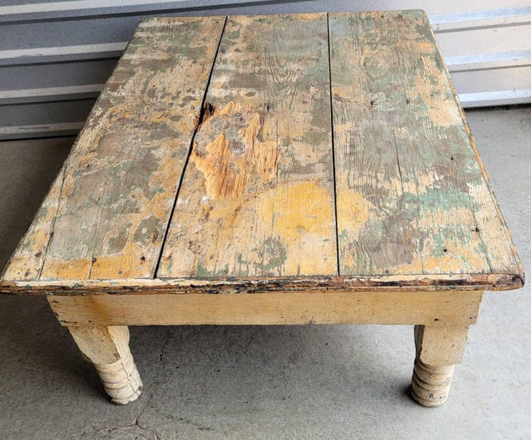 19th Century Scottish Victorian Painted Pine Farmhouse Coffee Table For ...