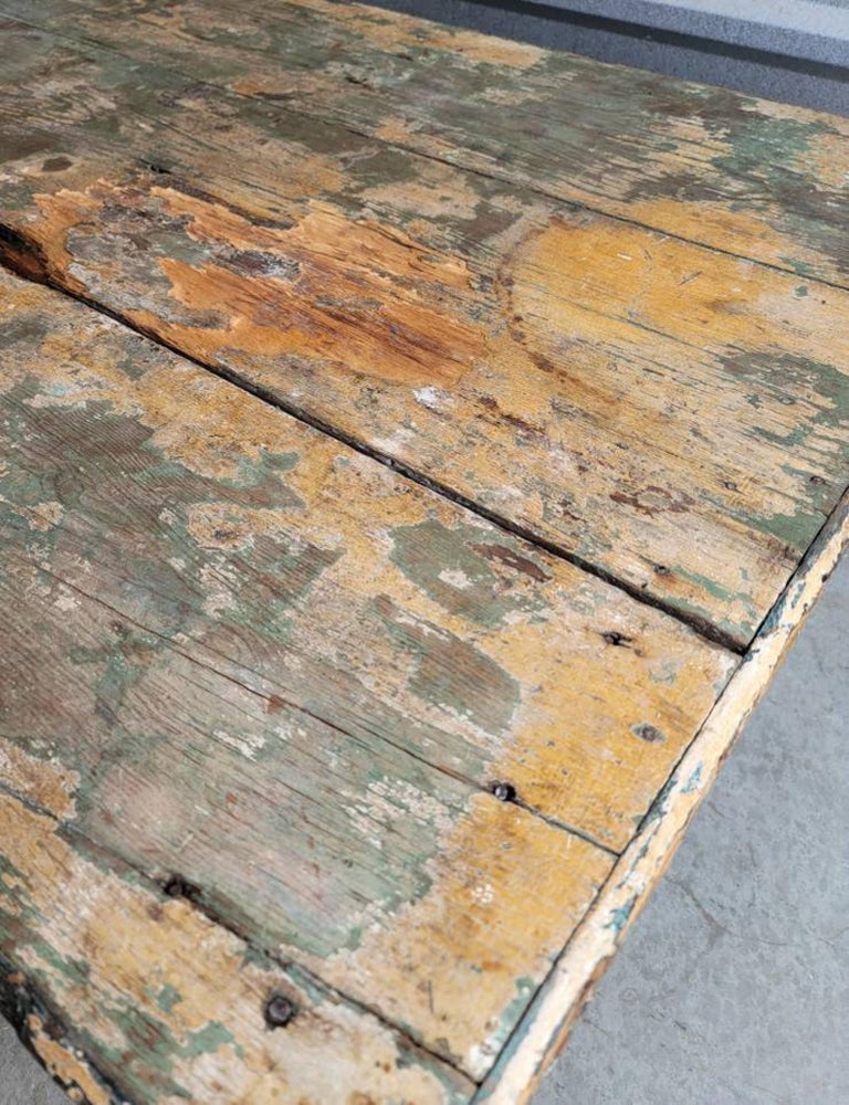 19th Century Scottish Victorian Painted Pine Farmhouse Coffee Table For ...
