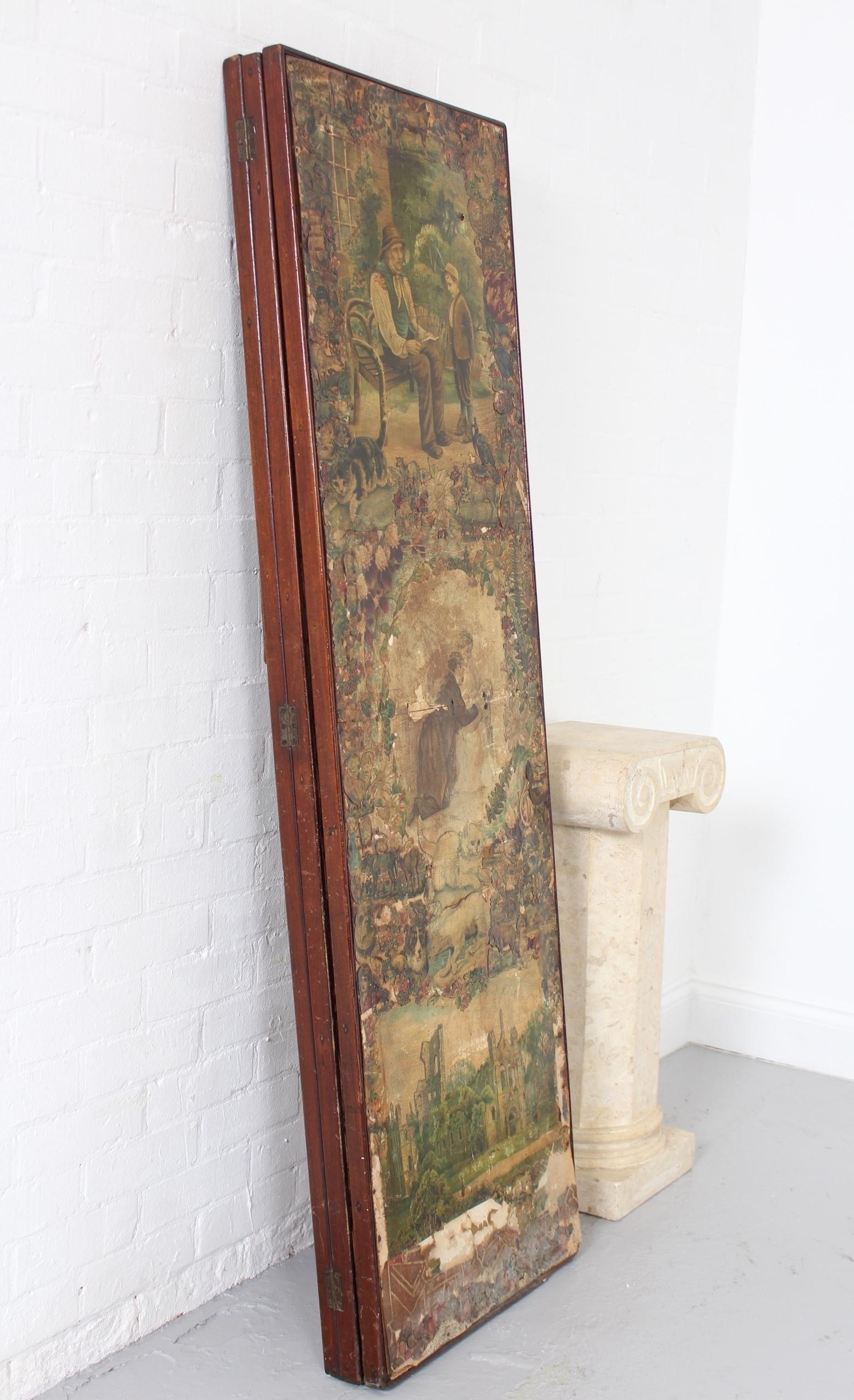 19th Century Scrap Work Folding Four-Panel Screen For Sale at 1stDibs ...