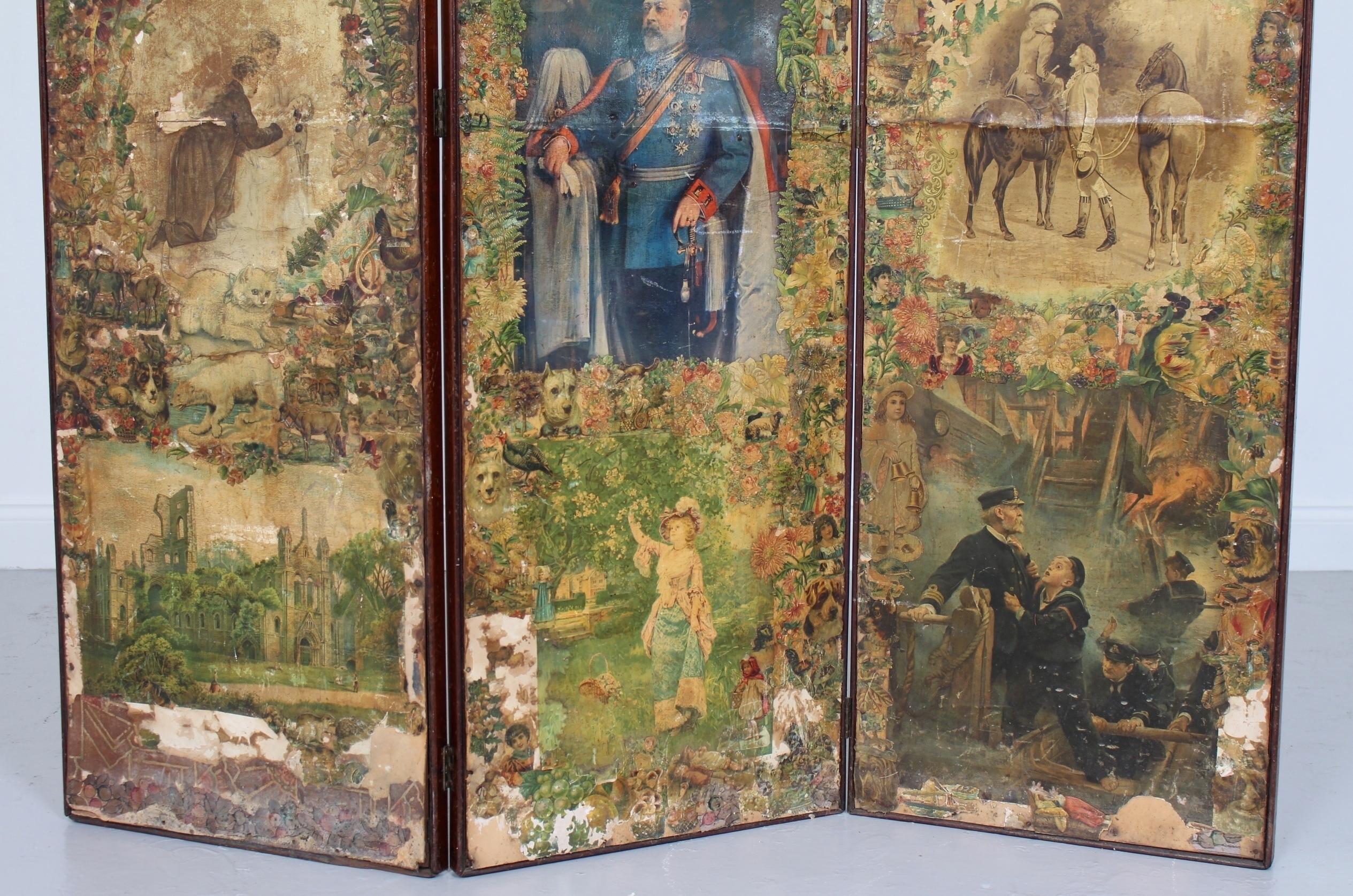 19th Century Scrap Work Folding Four-Panel Screen For Sale at 1stDibs ...
