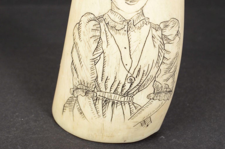 19th Century Scrimshaw Engraved Whale Tooth Antique Original Marine ...