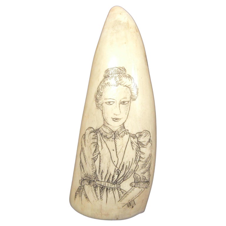 19th Century Scrimshaw Engraved Whale Tooth Antique Original Marine ...