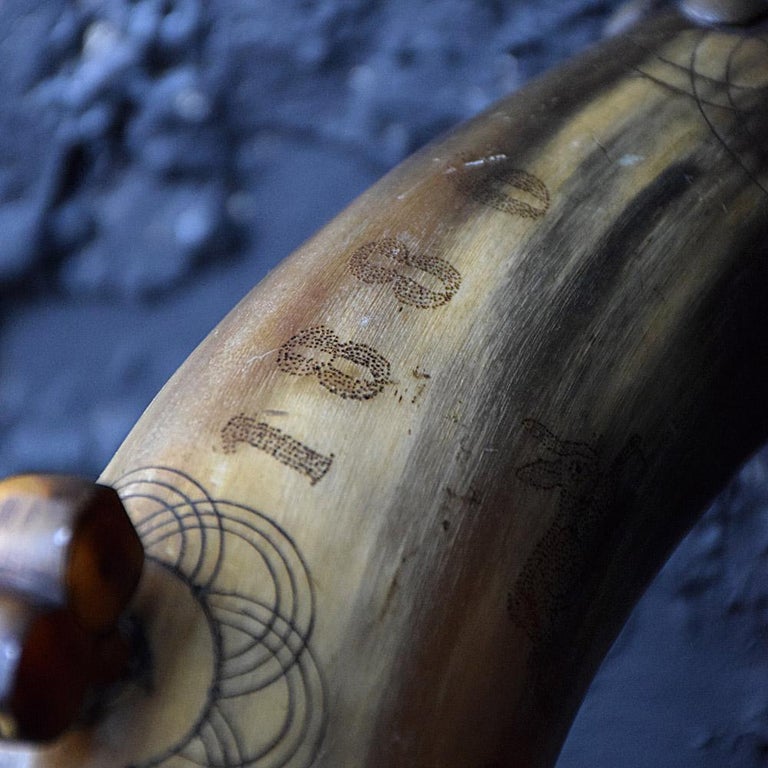 19th Century Scrimshaw Powder Horn For Sale at 1stDibs