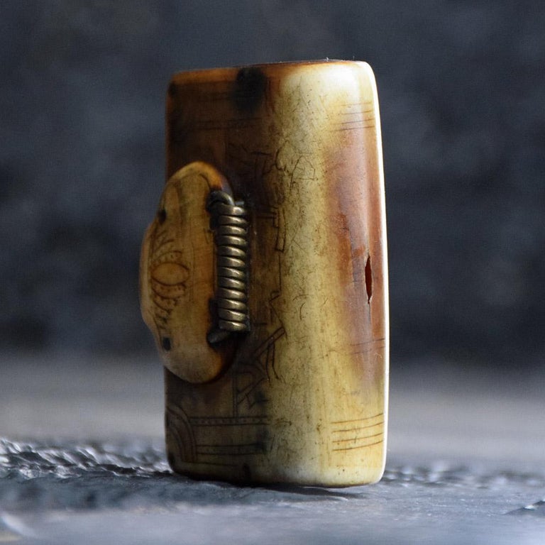 19th Century Scrimshaw Snuff Box For Sale at 1stDibs