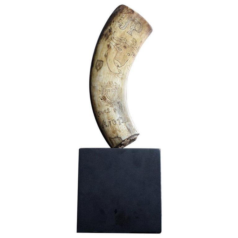 19th Century Scrimshaw Spanish Powder Horn at 1stDibs