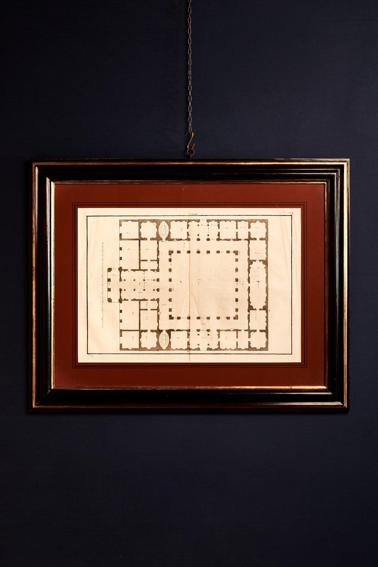 19th Century Series of Five Prints Depicting Floor Plan, Sections of Classical For Sale at 1stDibs