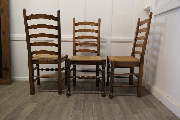 19th Century Set of 3 Farmhouse Ladder Back Dining Chairs For Sale at ...