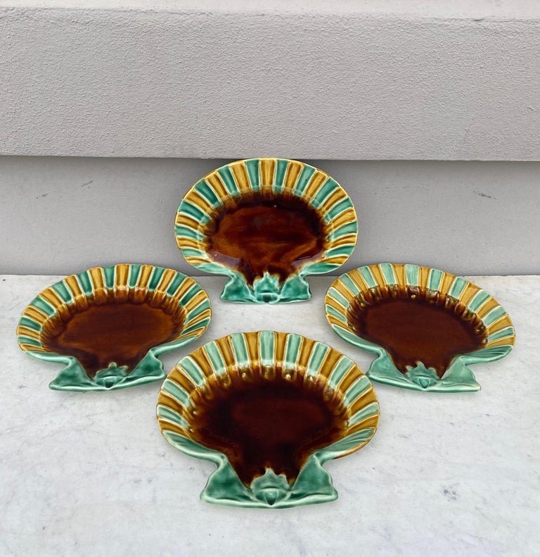 19th Century Set of 5 French Majolica Shell Plates Choisy Le Roi For ...