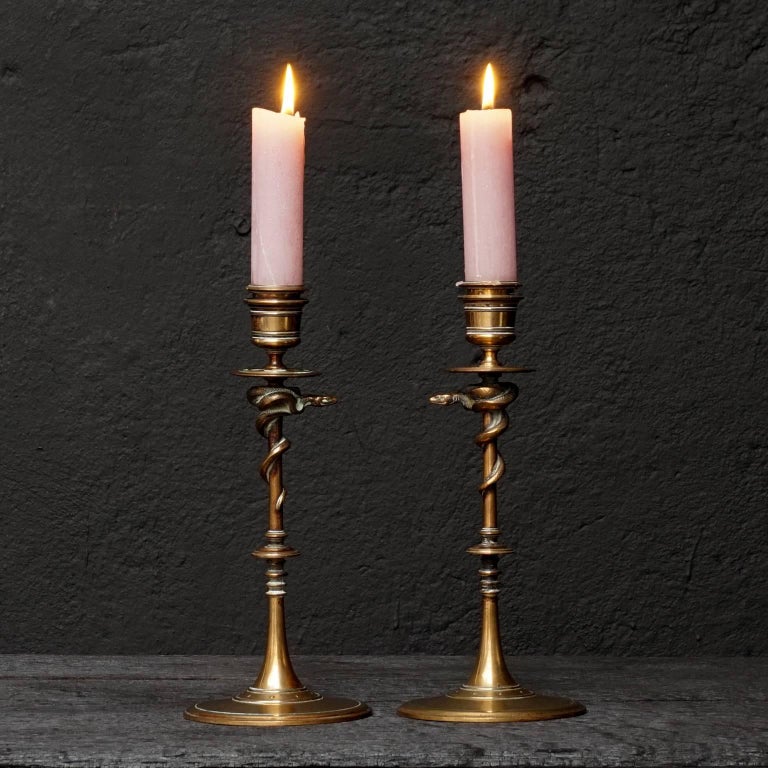 19th Century Set of French Ferdinand Barbedienne Bronze Snake ...