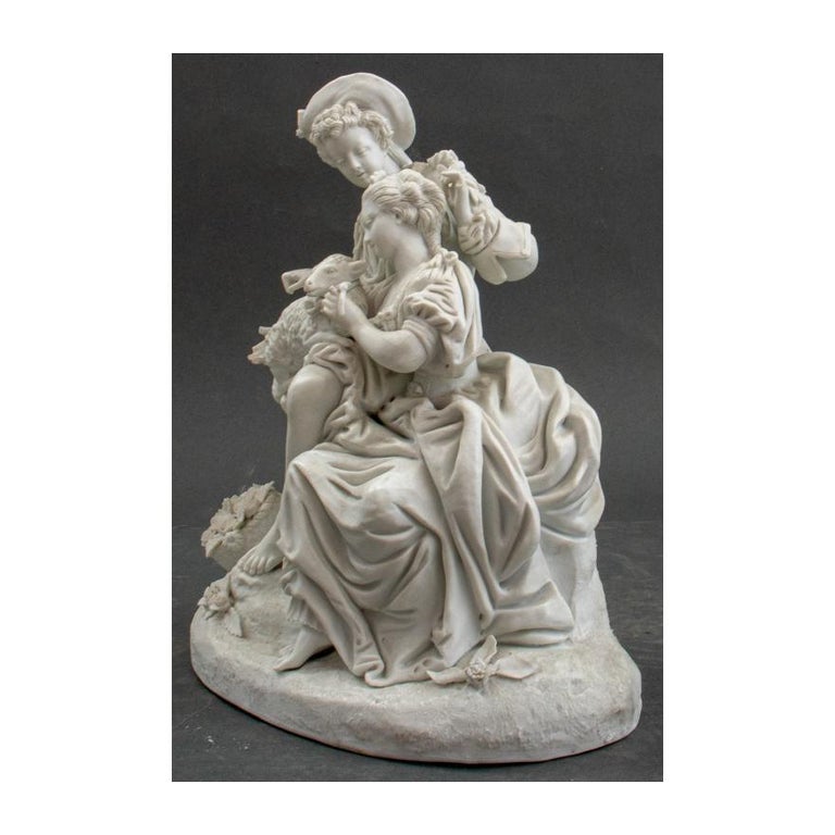 19th Century Sevres Style Bisque Porcelain Figural Pastoral Group For ...
