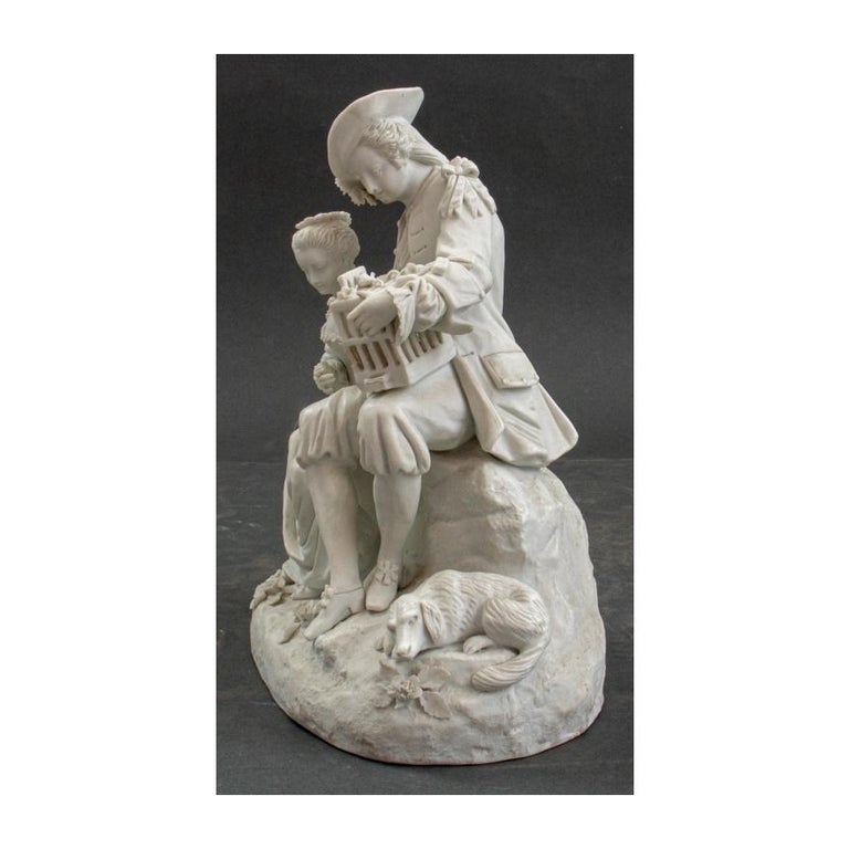 19th Century Sevres Style Bisque Porcelain Figural Pastoral Group For ...
