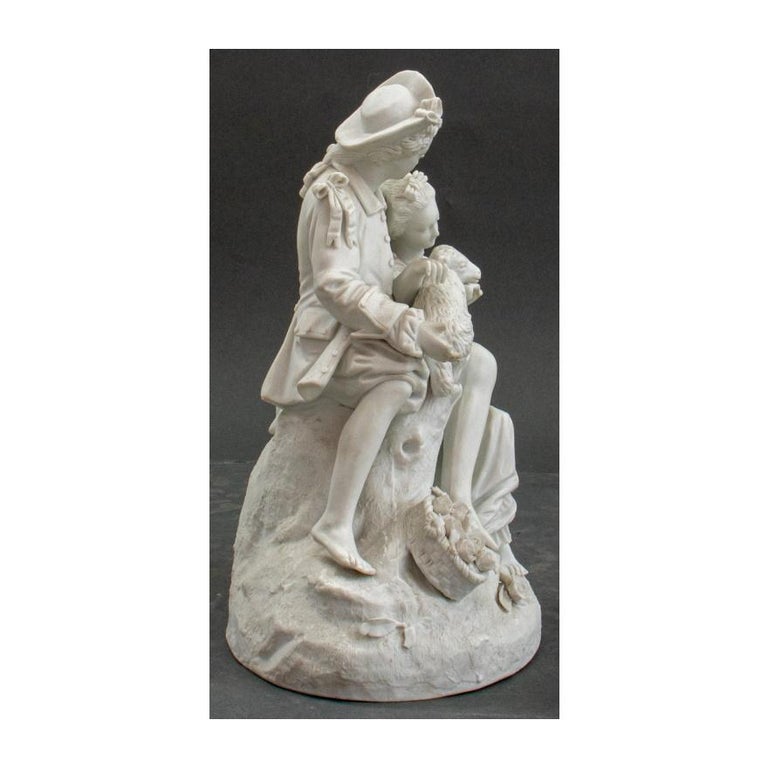 19th Century Sevres Style Bisque Porcelain Figural Pastoral Group For ...