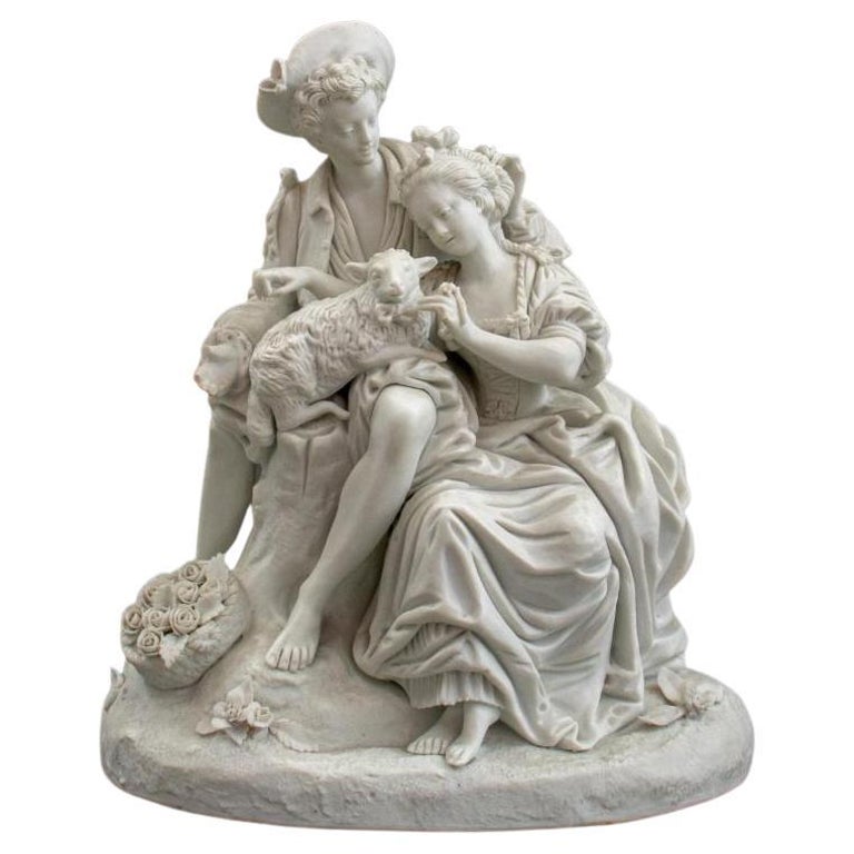 19th Century Sevres Style Bisque Porcelain Figural Pastoral Group For ...